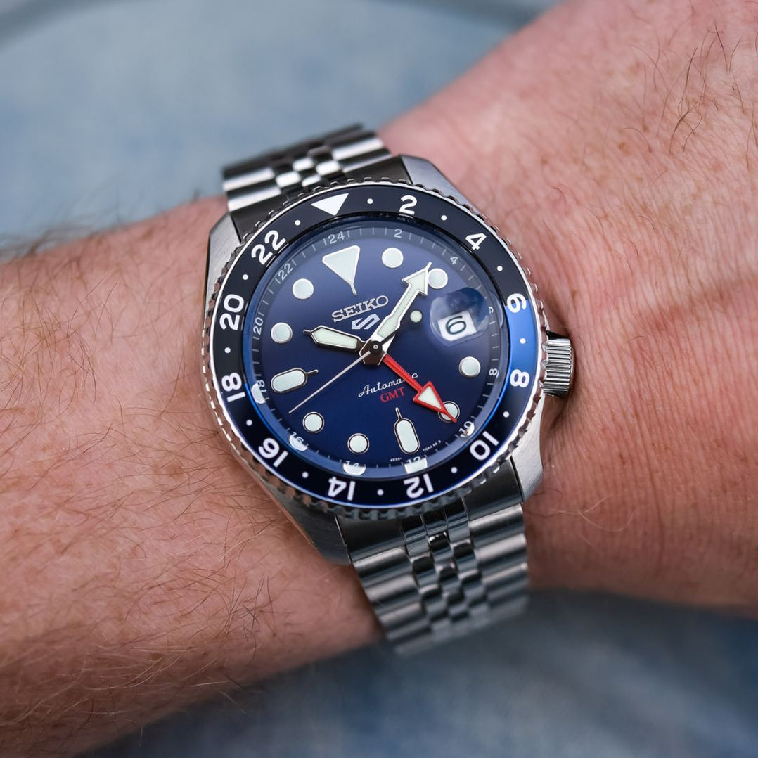 Seiko 5 Sports Automatic GMT Blue Dial Stainless Steel Bracelet SSK003 ...