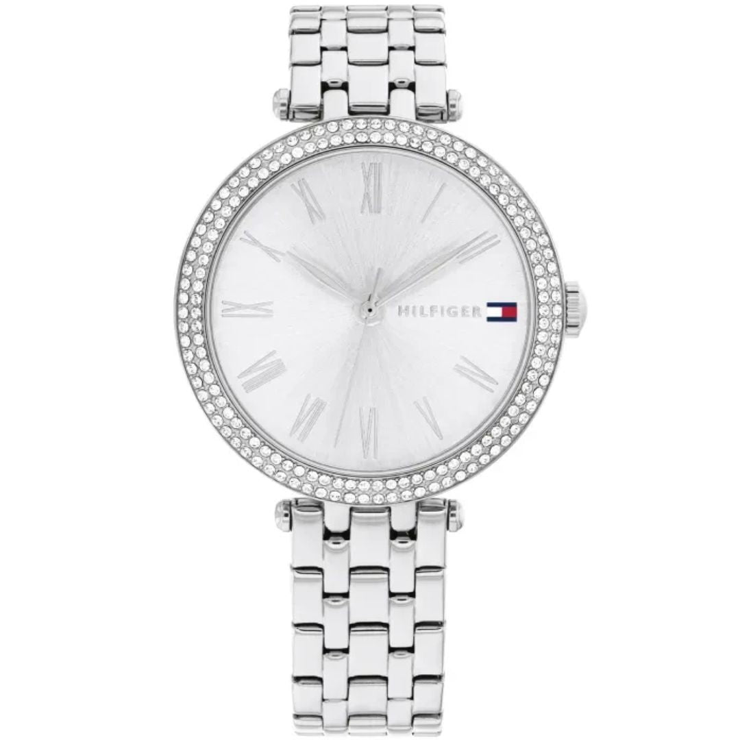Tommy Hilfiger Silver Crystal Roman Dial Bracelet Watch 1782719 - Auth ...