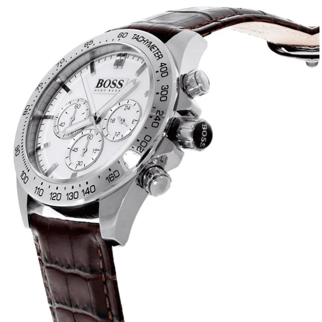 Hugo Boss Men’s Chronograph Tachymeter Watch Leather Strap | Classic L ...