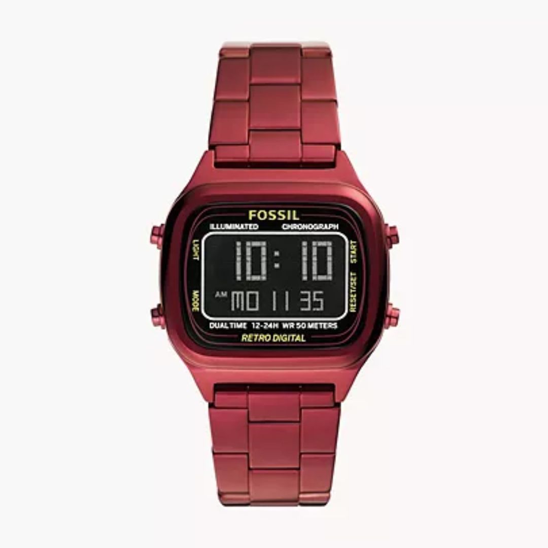 Fossil Retro Digital Watch – Red Stainless Steel - FS5897 - Authentic ...