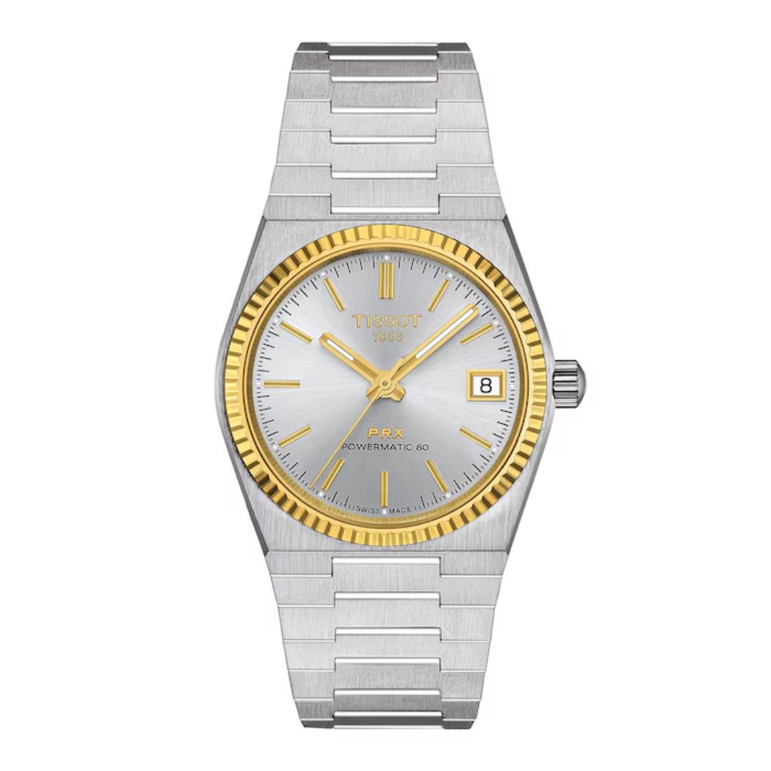 Tissot PRX Powermatic 80 – Silver & Gold Bezel Edition T9312074103101 ...