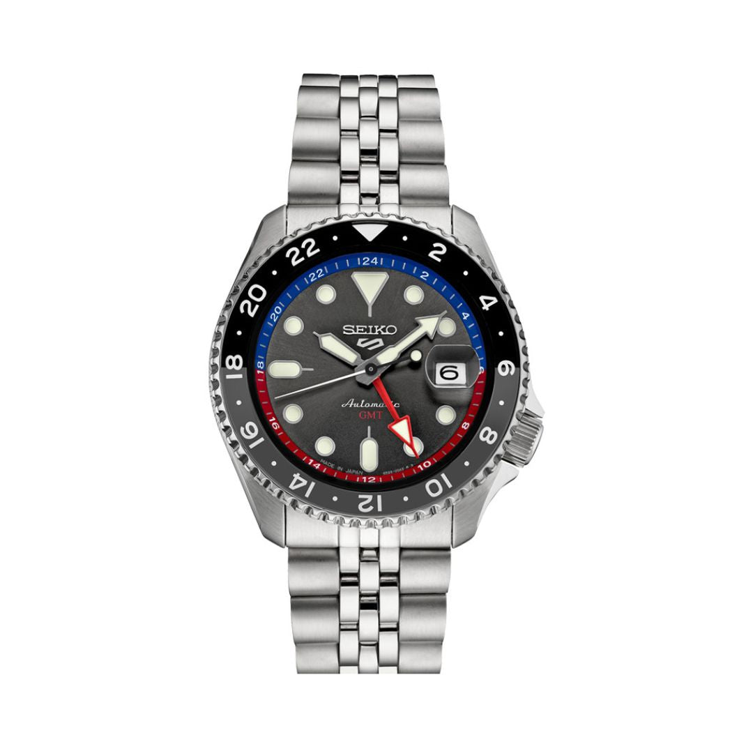 Seiko 5 Sports Automatic GMT Diver – Black Dial Stainless Steel (Red ...