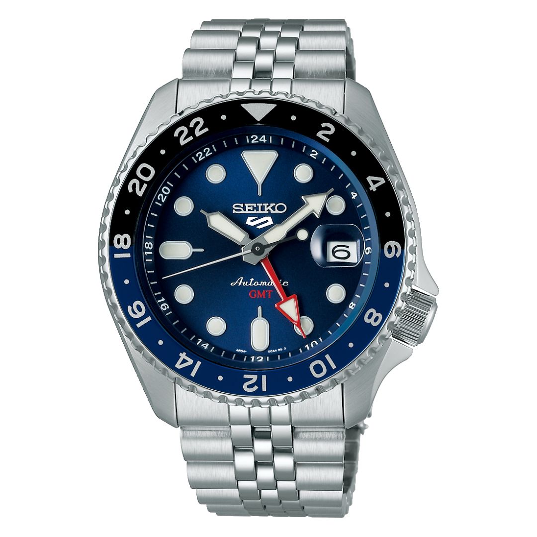Seiko 5 Sports Automatic GMT Blue Dial Stainless Steel Bracelet SSK003 ...