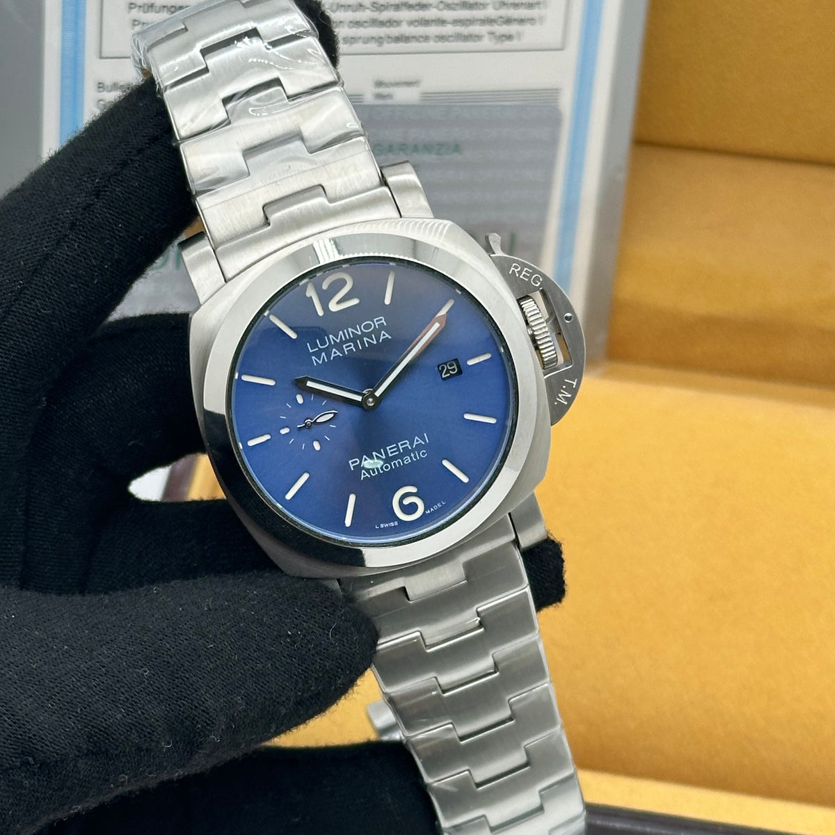 Panerai Luminor Marina Specchio Steel Blue — Mr Lilac Leather