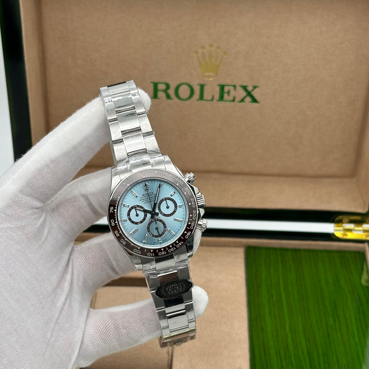 Rolex Cosmograph Daytona “Ice Blue Dial” Platinum with Open Caseback ...