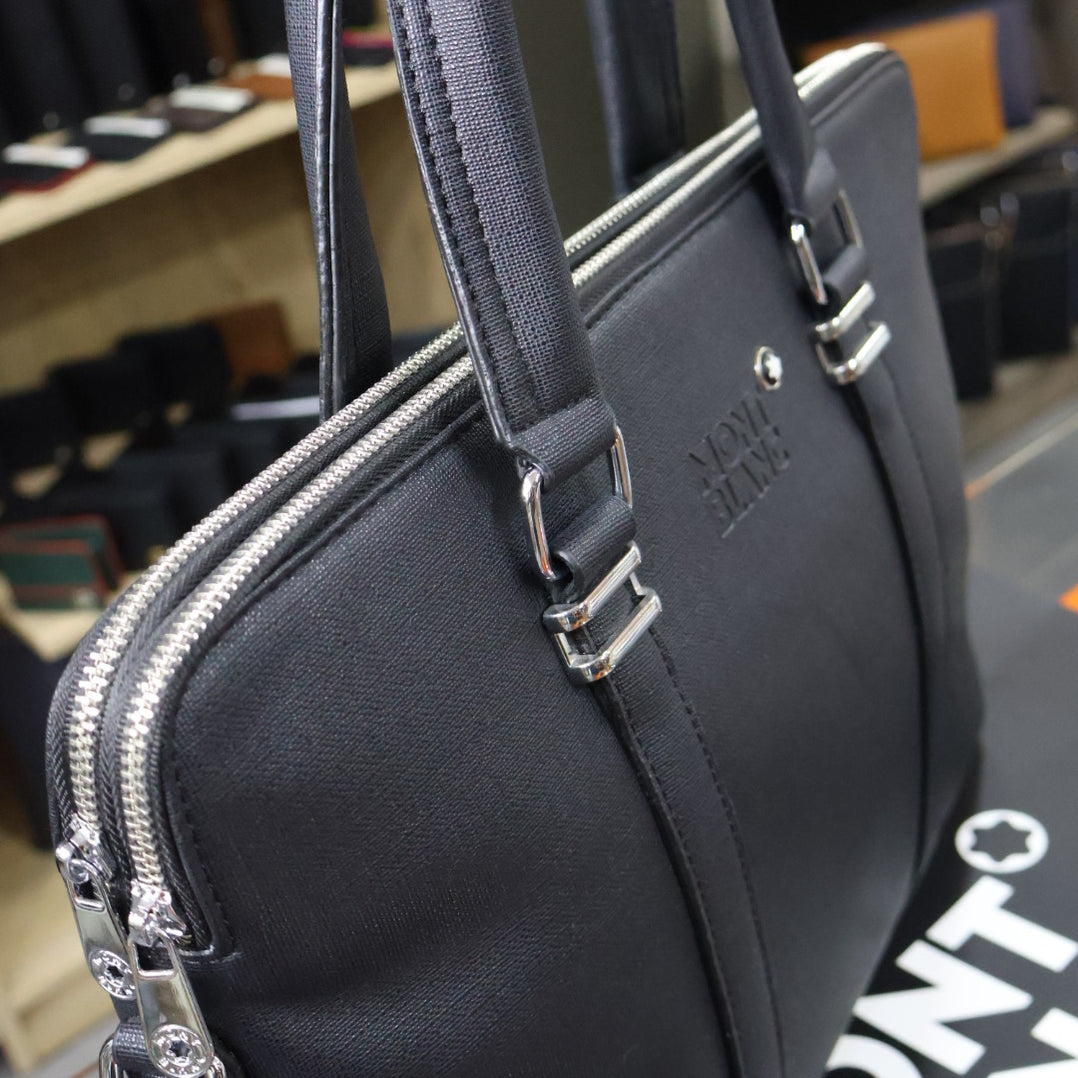 Montblanc PU Leather Laptop Bag — Mr Lilac Leather