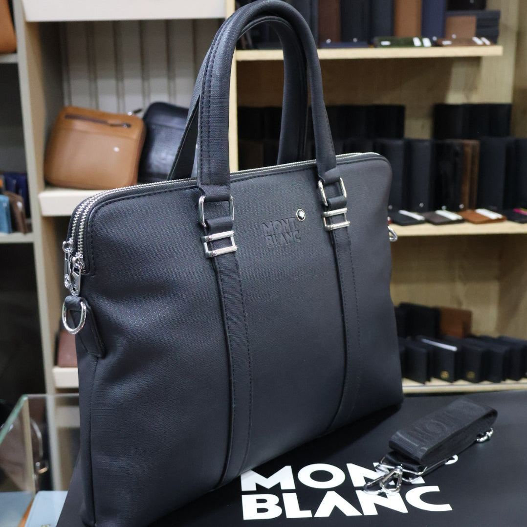 Montblanc PU Leather Laptop Bag — Mr Lilac Leather