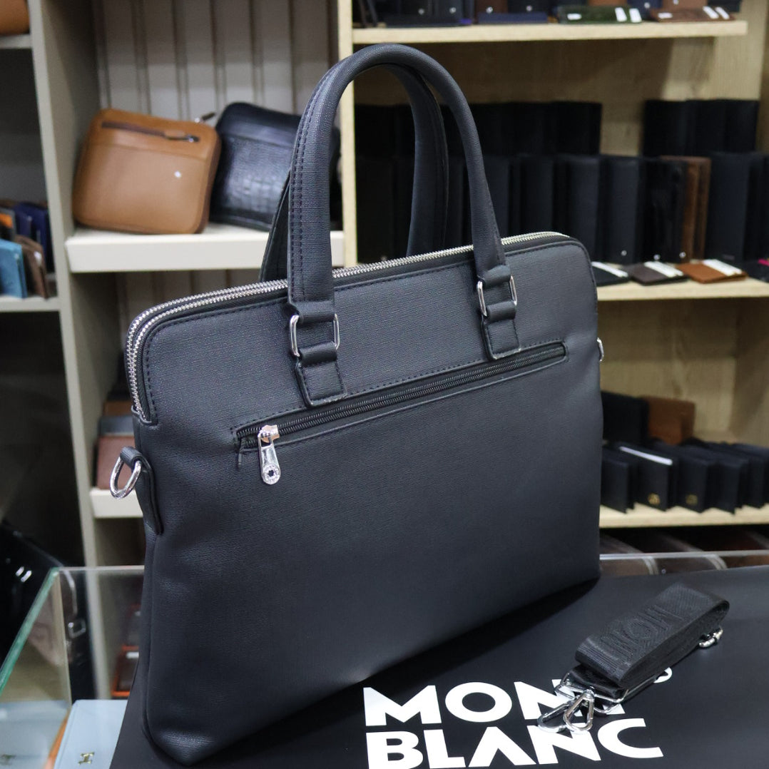 Montblanc PU Leather Laptop Bag — Mr Lilac Leather