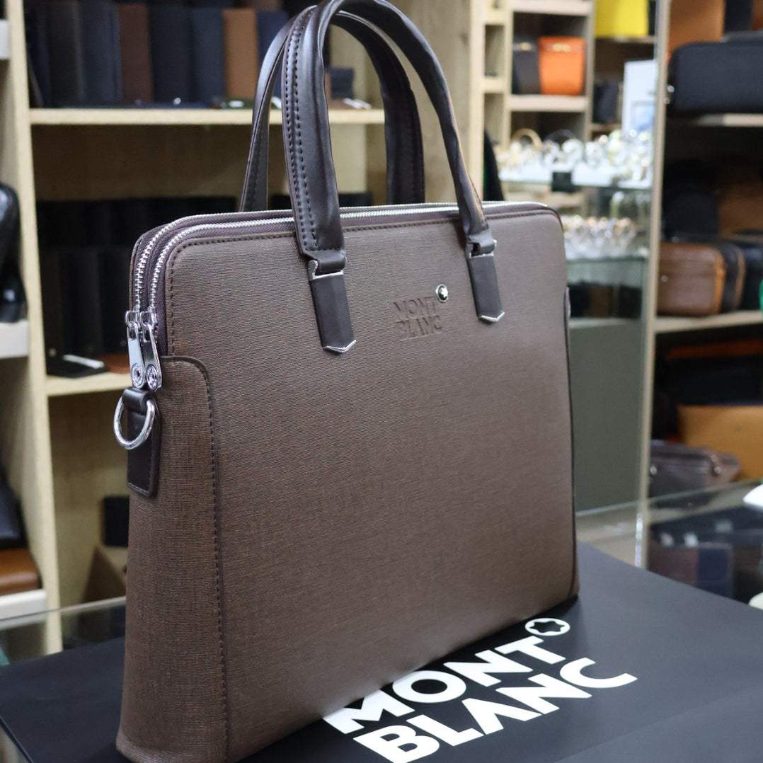 Montblanc PU Leather Laptop Bag — Mr Lilac Leather