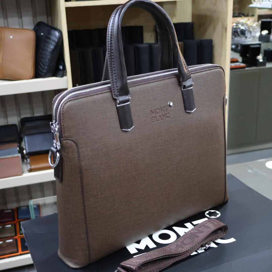 Montblanc PU Leather Laptop Bag — Mr Lilac Leather