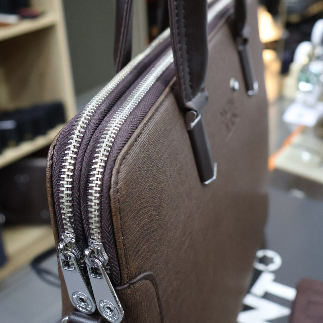 Montblanc PU Leather Laptop Bag — Mr Lilac Leather