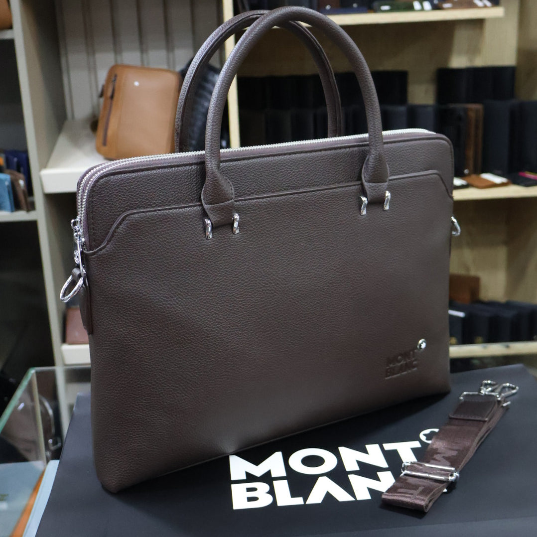 Montblanc PU Leather Laptop Bag — Mr Lilac Leather