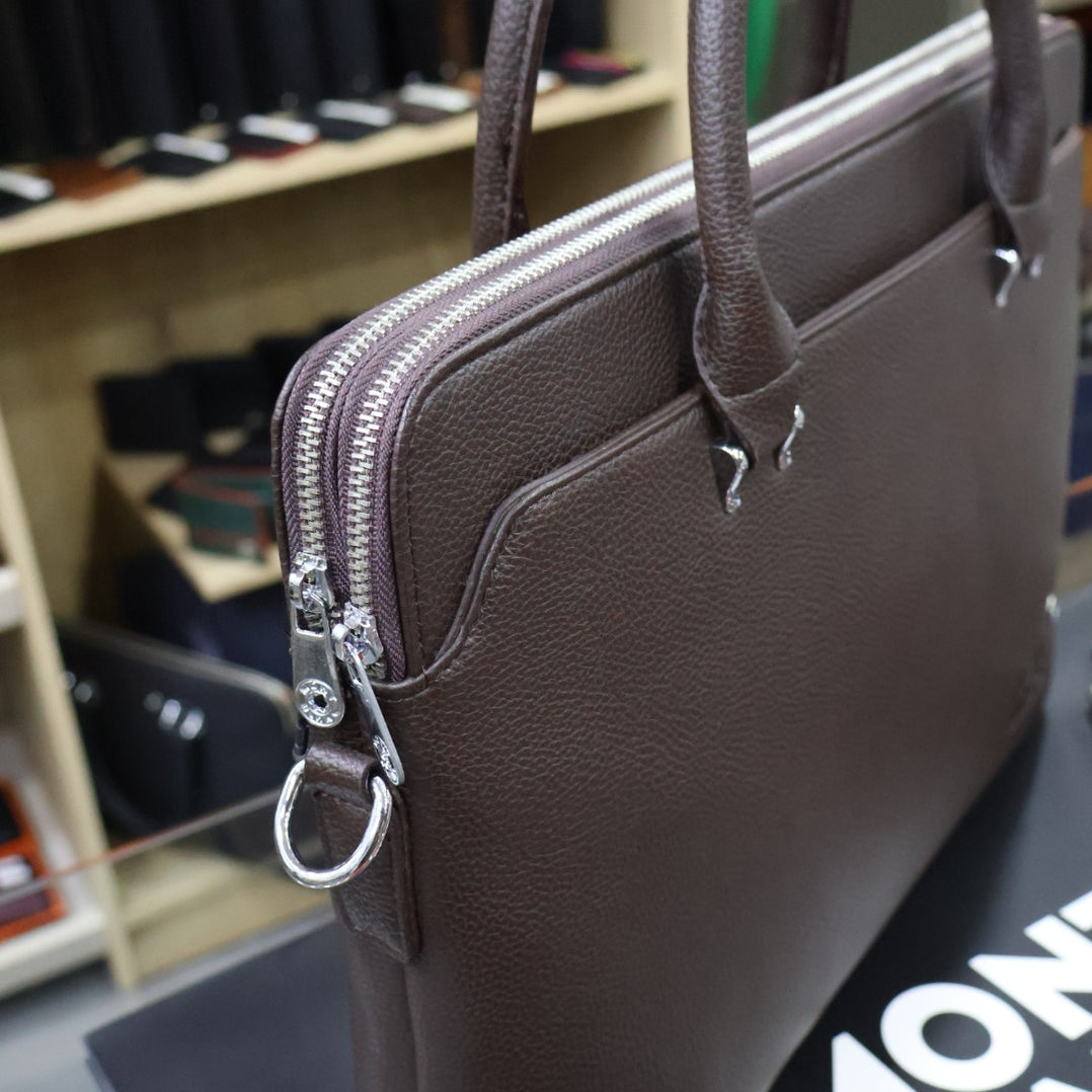 Montblanc PU Leather Laptop Bag — Mr Lilac Leather