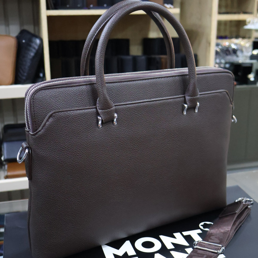 Montblanc PU Leather Laptop Bag — Mr Lilac Leather