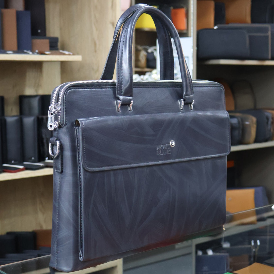 Montblanc PU Leather Laptop Bag — Mr Lilac Leather