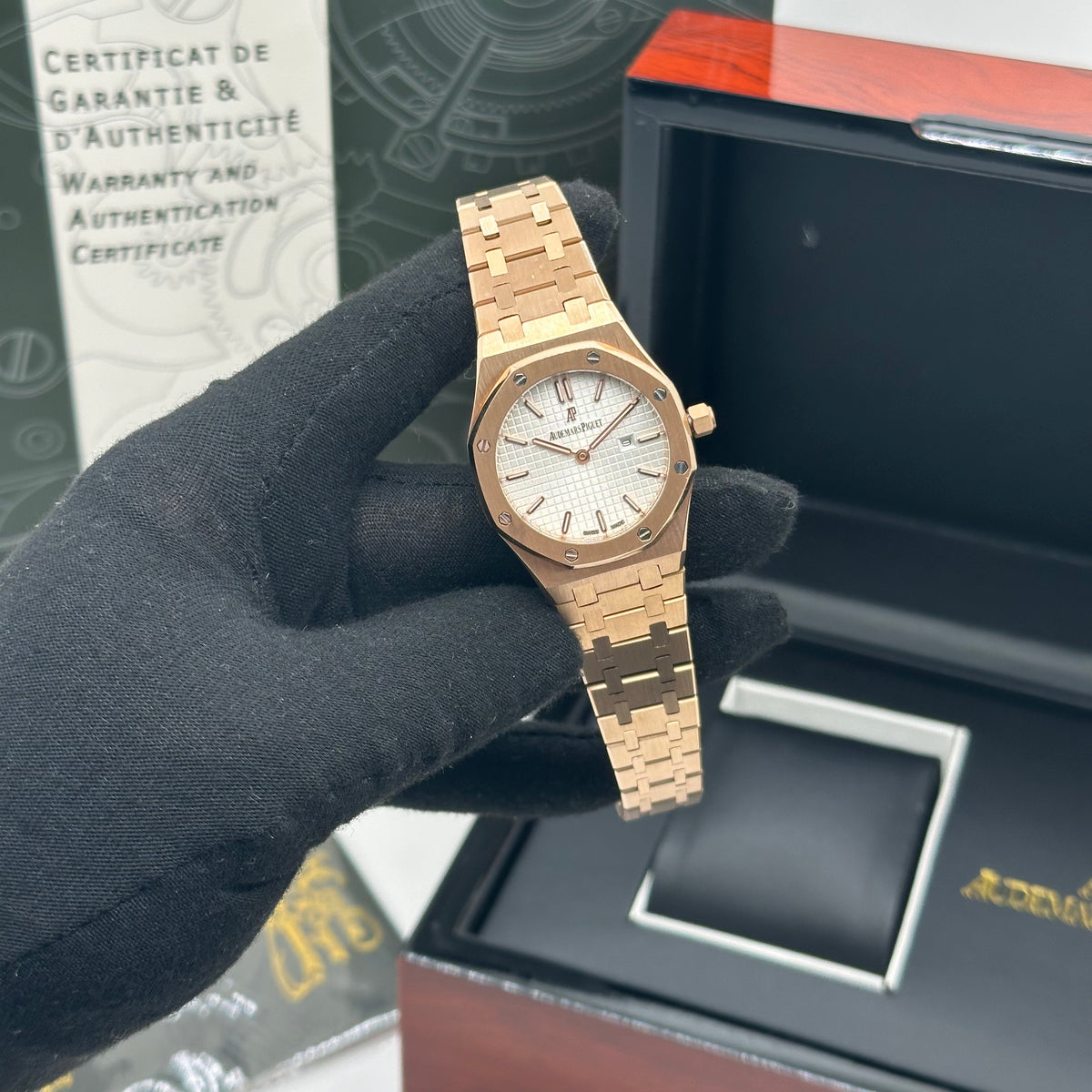 Audemars Piguet Royal Oak 33mm Stainless Steel Rose Gold (White Dial ...