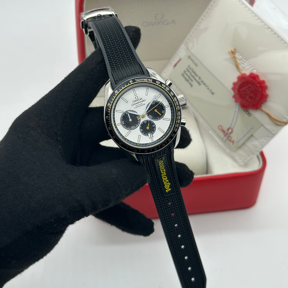 Omega Speedmaster Racing 40mm rubber strap — Mr Lilac Leather