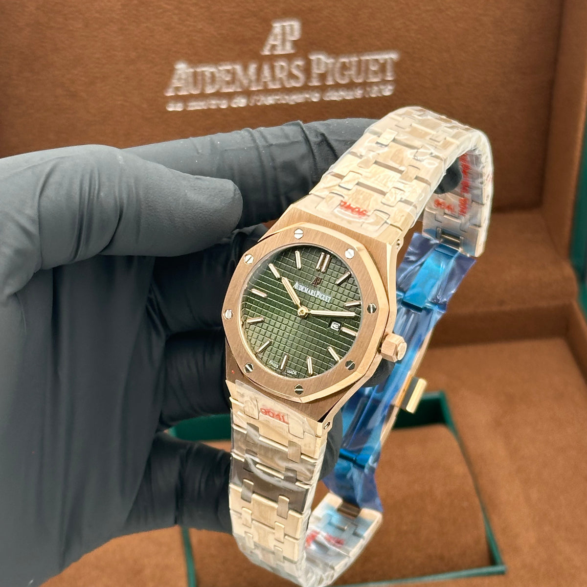 Audemars Piguet Royal Oak 33mm Stainless Steel / Rose Gold Green Dial ...
