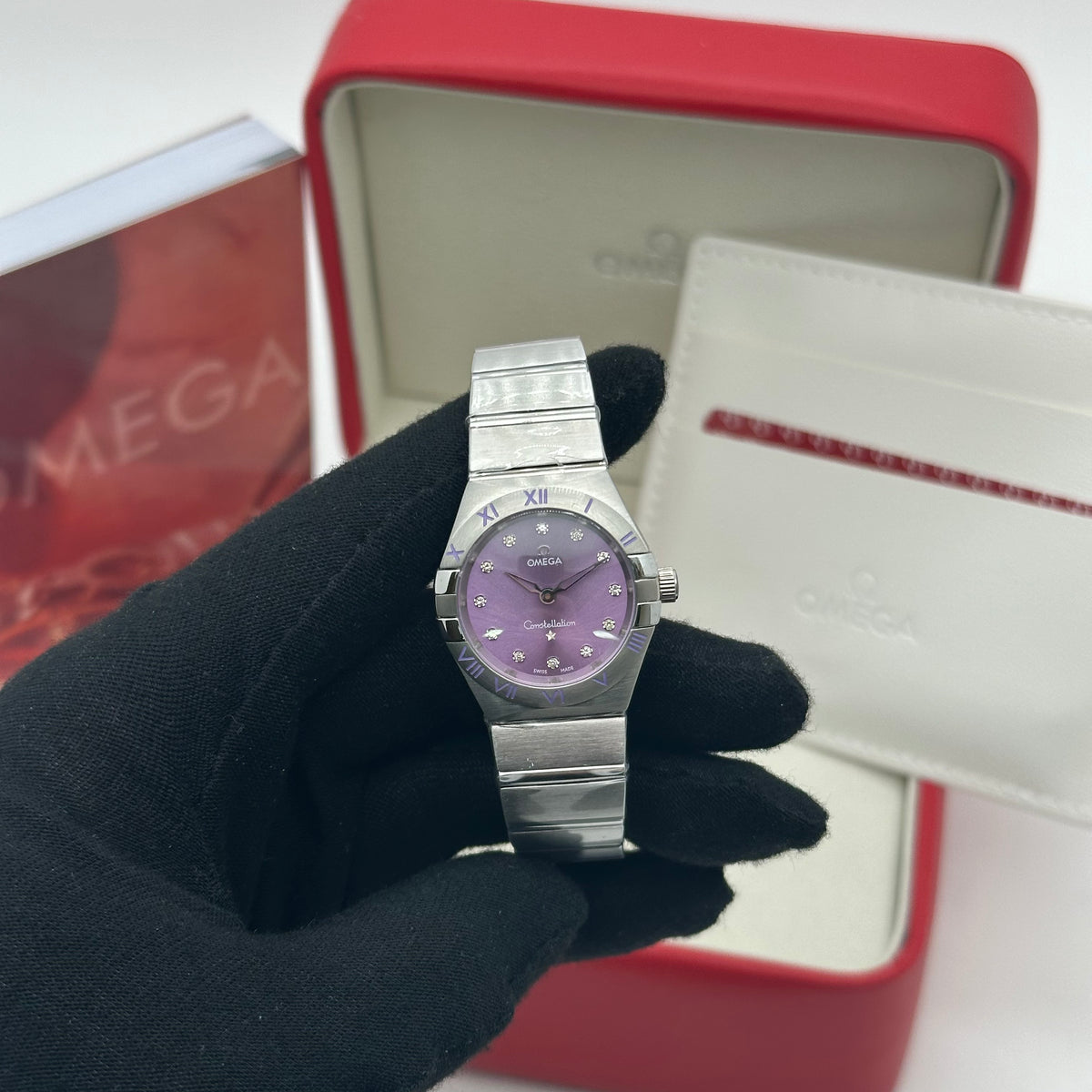 OMEGA Constellation 25mm , Steel On Steel Purple Dial — Mr Lilac Leather