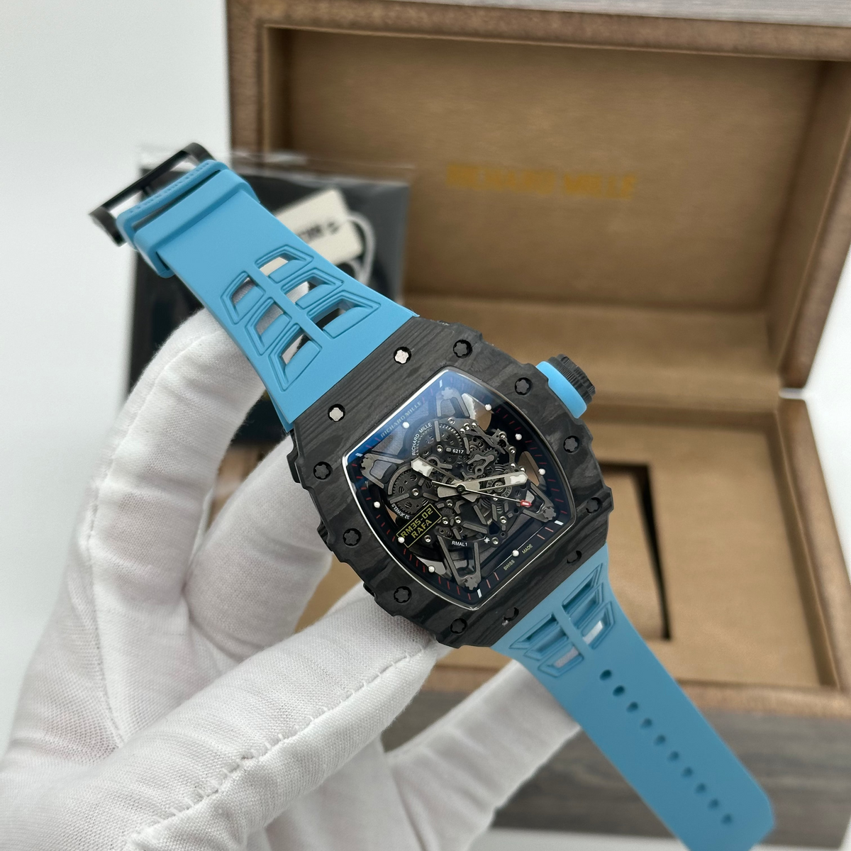 Richard Mille Rafa RM35-02 Carbon Blue Automatic Watch — Mr Lilac Leather