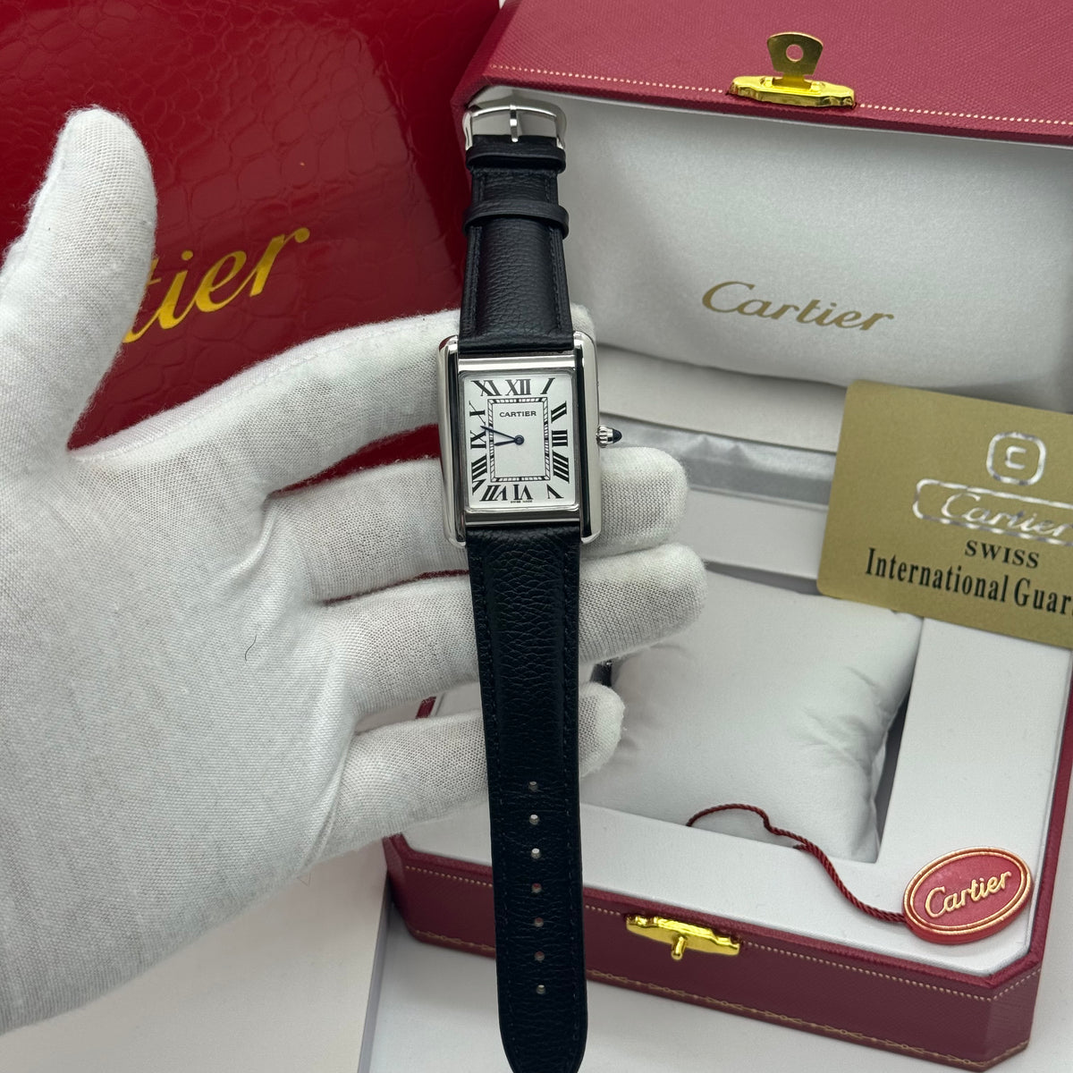 Cartier Tank Classique Roma - Roman Dial Black Leather Watch — Mr Lilac ...