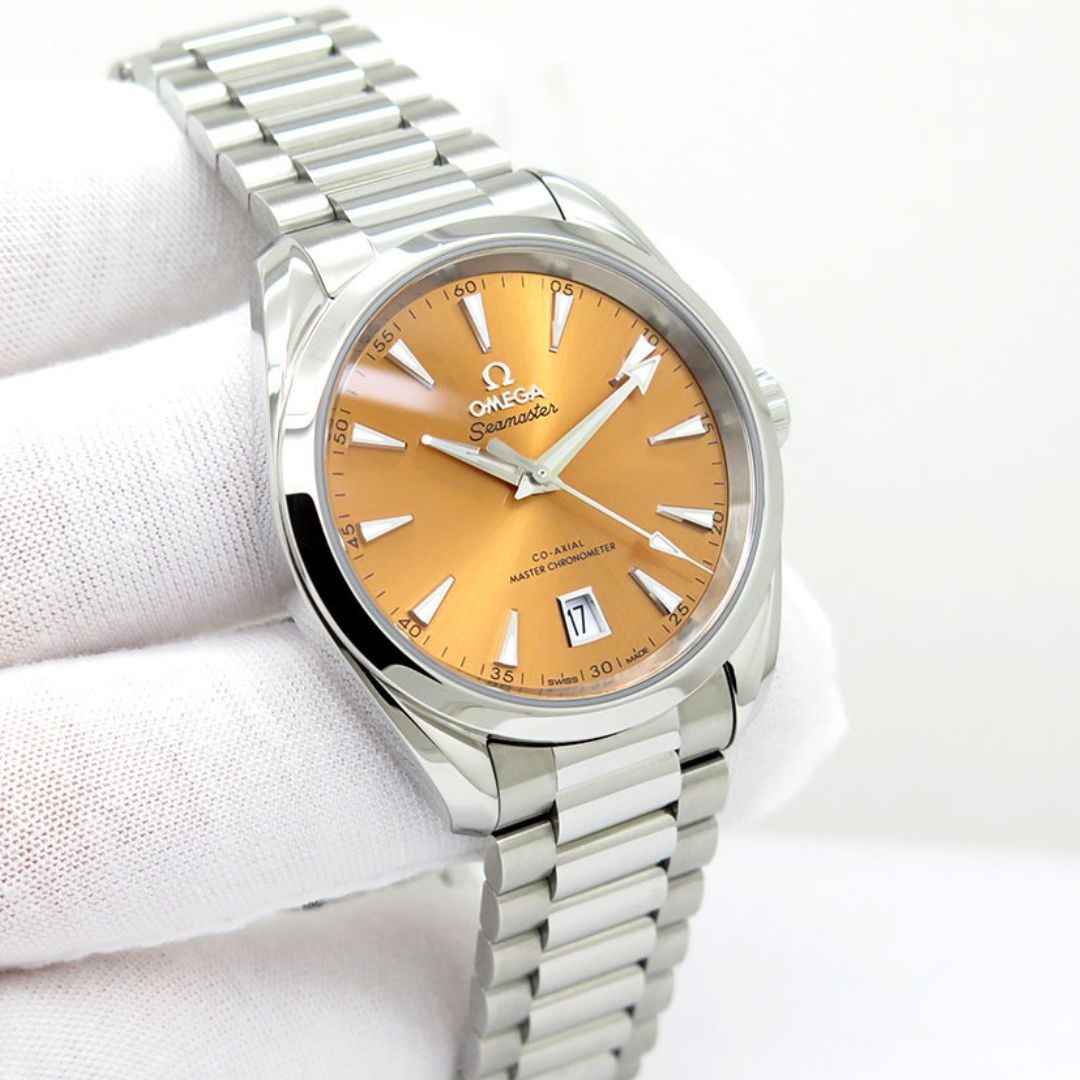 Omega Seamaster Aqua Terra Shades with Saffron Dial — Mr Lilac Leather