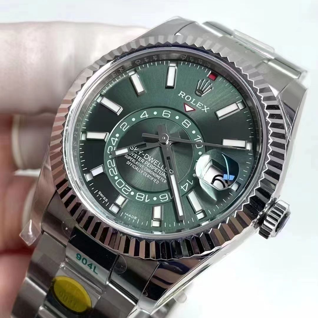 Rolex Sky-Dweller 336934 Green Dial Automatic (5A+) — Mr Lilac Leather