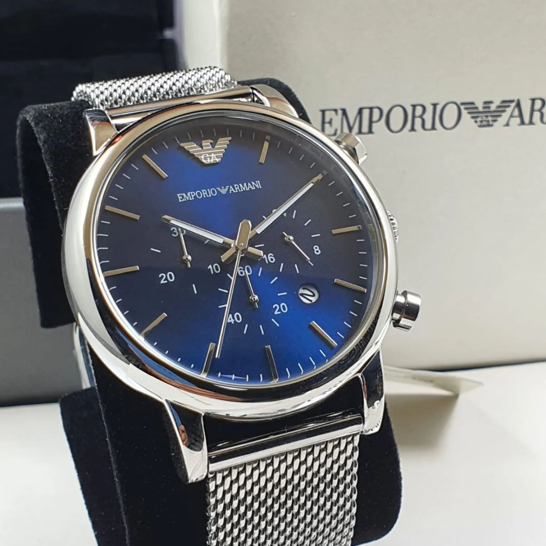 Emporio Armani Luigi Chronograph Quartz Blue Dial Mens Watch AR80038 A ...