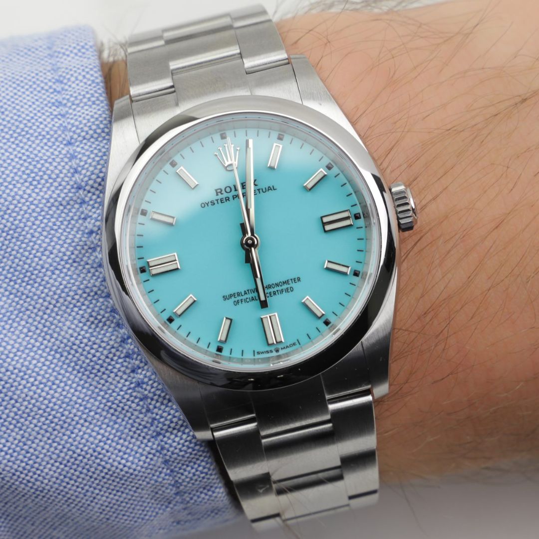 Rolex Oyster Perpetual Blue Automatic (5A+) — Mr Lilac Leather