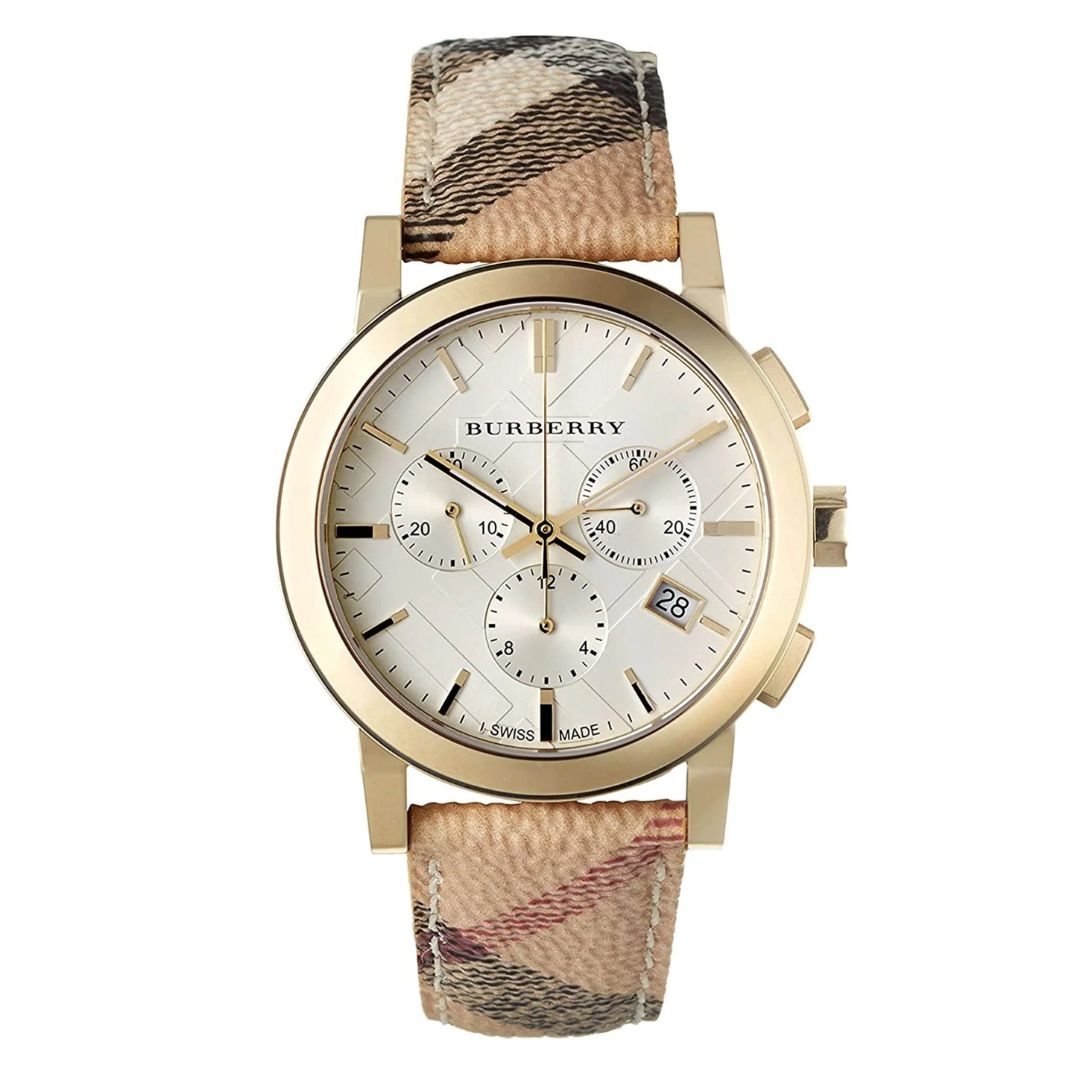 Burberry Heritage Chronograph Watch – Gold Case & Check Strap - Authen ...