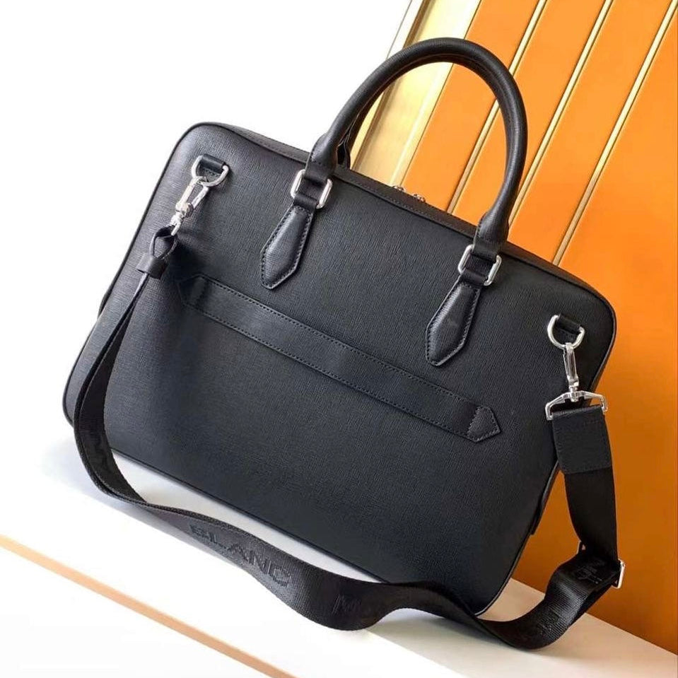 Montblanc Genuine Leather Laptop Bag — Mr Lilac Leather