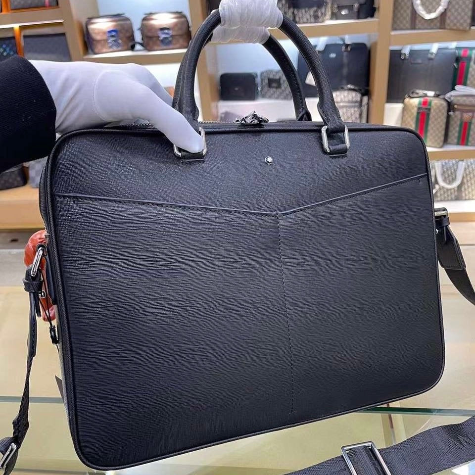 Montblanc Genuine Leather Laptop Bag — Mr Lilac Leather