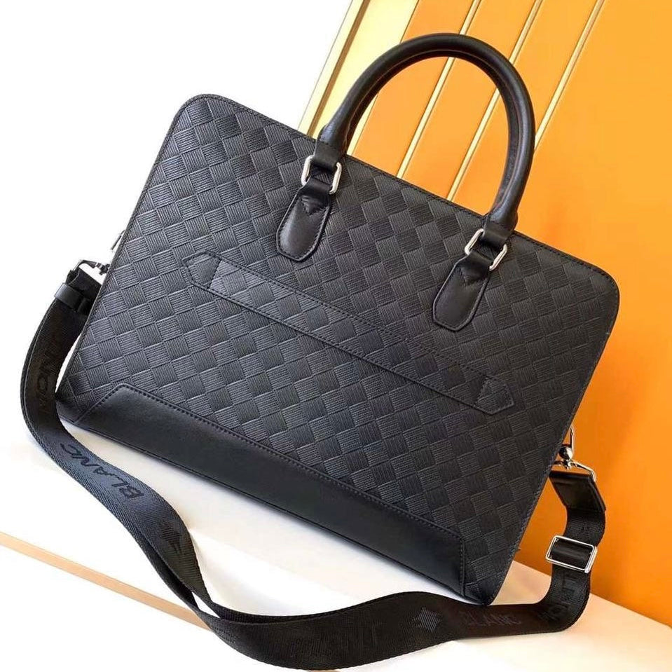 Montblanc Genuine Leather Laptop Bag — Mr Lilac Leather